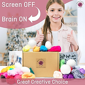 WOOLfully Fun Needle Felting Kit - Beginner Art Craft Kit - Wool Roving, Styrofoam Balls & Eggs - DIY Decor for Adults