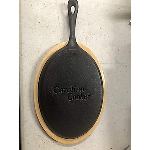 Brooks AG Parts Four Pre-seasoned Cast Iron Fajita Pan Sets,Includes Wooden Serving Bases,Padded Handle Sleeve and Cast Iron Skillet