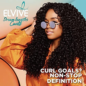L'Oreal Paris Elvive Dream Lengths Curls Shampoo and Conditioner 2PK, Paraben-Free with Hyaluronic Acid and Castor Oil. Best for wavy hair to curly hair, 1 kit