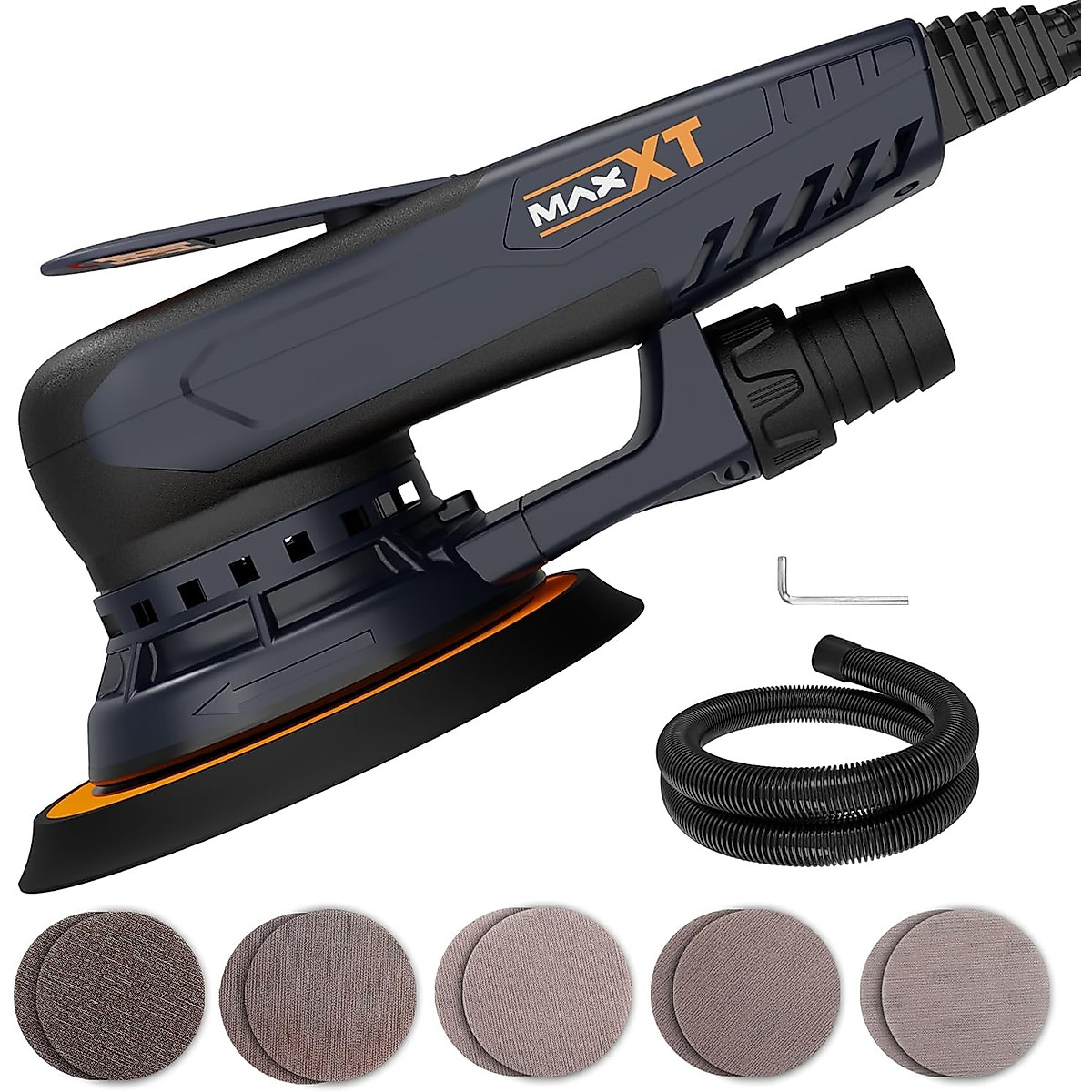 MAXXT Electric 2.5mm Random Orbital Sander Brushless 350W 3A Multi-function Variable Speed Electric Corded Orbital Sanders Machine with 10 Sanding Paper for Woodworking (R7303-2.5mmOrbit)