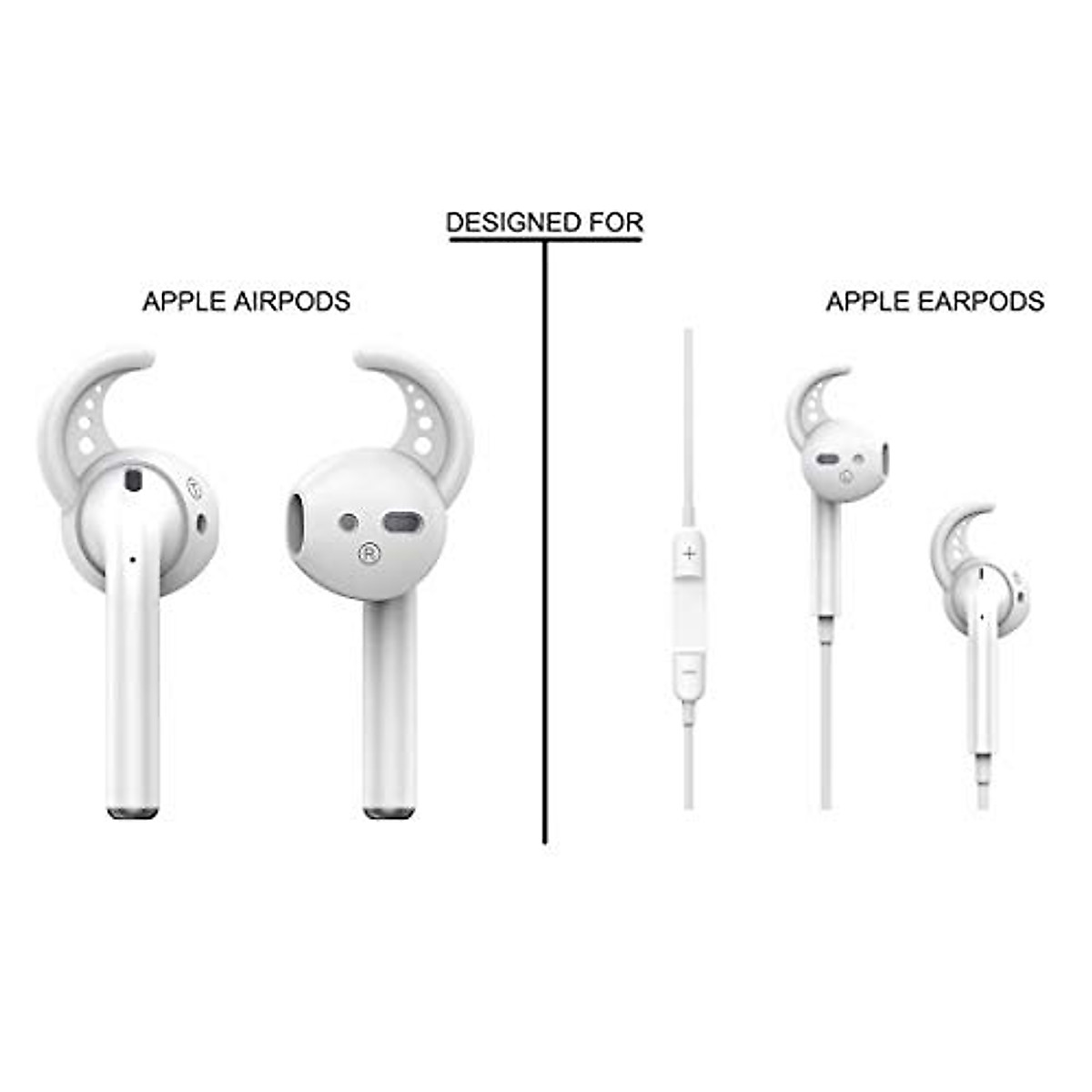 Ear Hooks [8 pairs] Covers for Apple AirPods 1 & 2 or iPhone Wired Headphones, Earphones, Earbuds