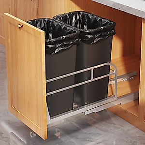 Biboraya 2-40 QT Pull Out Trash Can Under Cabinet with Soft-Close Slides,Door Mounting Slide Out Garbage Can Kit for Kitchen,Garbage Can Not Included, Requires Minimum Cabinets Opening 17" W X 25" D