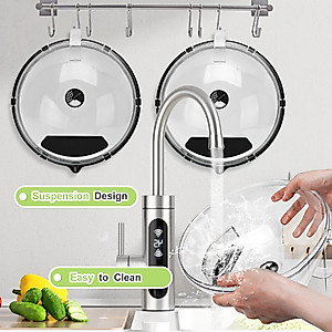 Fkprorjv Microwave Splatter Cover with Water Steamer, 10 inch Clear Microwave Plate Cover for Food, Splatter Guard Microwave Lid for Microwave Oven, Kitchen Gadgets Accessories, Black