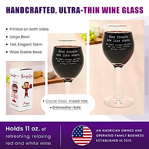 Funny Guy Mugs Good Friends Are Like Stars Wine Glass, 11-Ounce - Unique Birthday or Christmas Gift for Women, Mom, Daughter, Wife, Aunt, Sister, Girlfriend, Teacher or Coworker