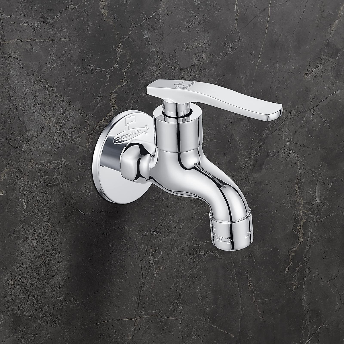 SUBMARINE Silver Brass Outdoor Faucet, G1/2 Inch Interface Wall-Mounted Faucet, Used for Bathroom Mop Sink, Kitchen Sink, Balcony and Garden (Chrome Plated)