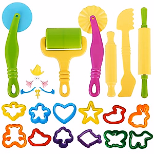 Play Dough Tools Kit Playdough Toys with Animal Molds Rolling Pins Tool Set for Kids Creative Dough Cutting Accessories, 25pcs