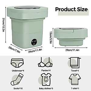 Portable Washing Machine, Mini Washing Machine, 9L Foldable Washing Machine with Water Inlet Mini Washer for delicate items, Socks, Underwear, Baby Clothes, Apartments, Dorm, Rv, Travel Laundry