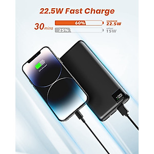 FEELLE Portable Charger Power Bank 27000mAh 22.5W Fast Charging Phone Charger USB-C PD QC 3.0 Battery Pack with 4 Outputs for iPhone Samsung Tablet