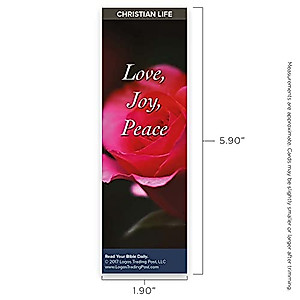 Christian Bookmark with Bible Verse, Pack of 25, Christian Life Themed, Love Joy Peace, Fruits of the Spirit, Galatians 5:22-23