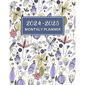 2024-2025 Monthly Planner: Large 2 Year Monthly Planner Calendar Schedule Organizer, 24 Months from January 2024 to December 2025 With Federal Holidays, Flowers Cover Design