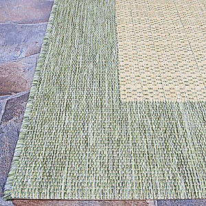 Couristan Recife Checkered Field Indoor/Outdoor Area Rug, 5'3" x 7'6", Natural-Green