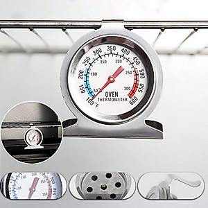 Oven Thermometer Oven Grill Fry Chef Smoker Thermometer Instant Read Stainless Steel Thermometer Kitchen Cooking Thermometer with Hook and Panel Base Hang For Kitchen Home Cooking Baking BBQ (2 Pack)