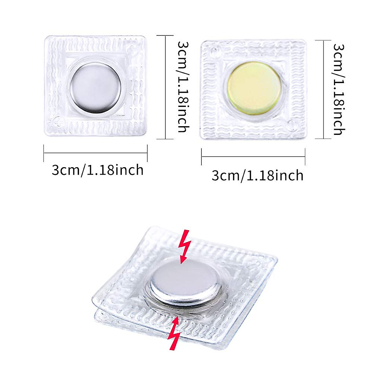 Fireboomoon 32 Pairs 1.18 Inch Invisible Hidden Sew Magnetic Snap,PVC Strong Magnetic Closures Fastener Snaps Buttons for Purses Handbag Clothing DIY Crafts