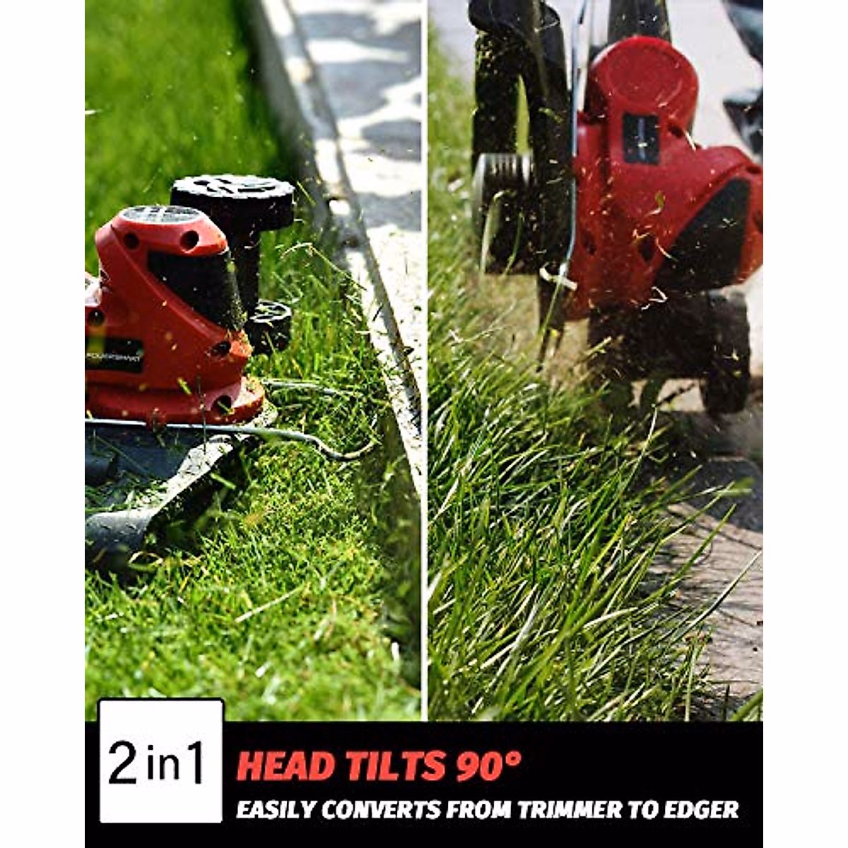 PowerSmart 20 Volt Lithium-Ion Cordless String Trimmer/Edger with Easy Feed, 24 x 9 x 6 inches, Includes One Battery & Charger,PS76110A