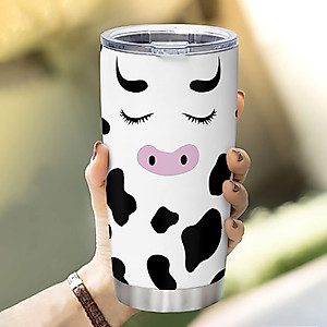 Hyturtle Personalized Gifts For Cow Lover - Cow Prints Customized Name Stainless Steel Tumbler 20oz With Lid - Idea Farm Animals Lover Gifts For Women, Girl, kids On Birthday, Christmas