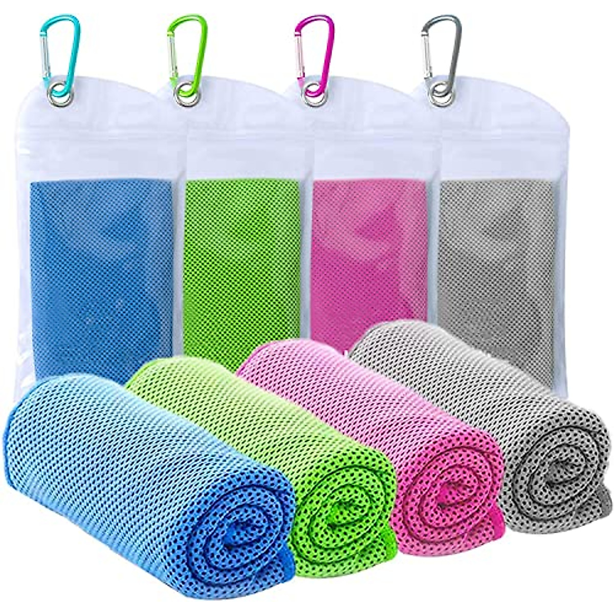 [4 Pack] Cooling Towel (40"x12"), Ice Towel, Soft Breathable Chilly Towel, Microfiber Towel for Yoga, Sport, Running, Gym, Workout,Camping, Fitness, Workout & More Activities