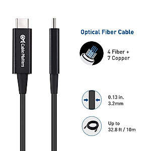 [Intel Certified] Cable Matters Active 40Gbps Fiber Optic Thunderbolt 3 Cable in 10 Meters / 32.8 Feet (Not Compatible with USB-C Ports Without The Thunderbolt Logo)