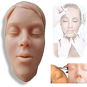Injection Training Suture Model for Female Bone-containing Silicone Facial Skin Surgery Injection Teaching Model for Esthetician,Mannequin Doll Face Head Practice Training Medical Student, Doctor