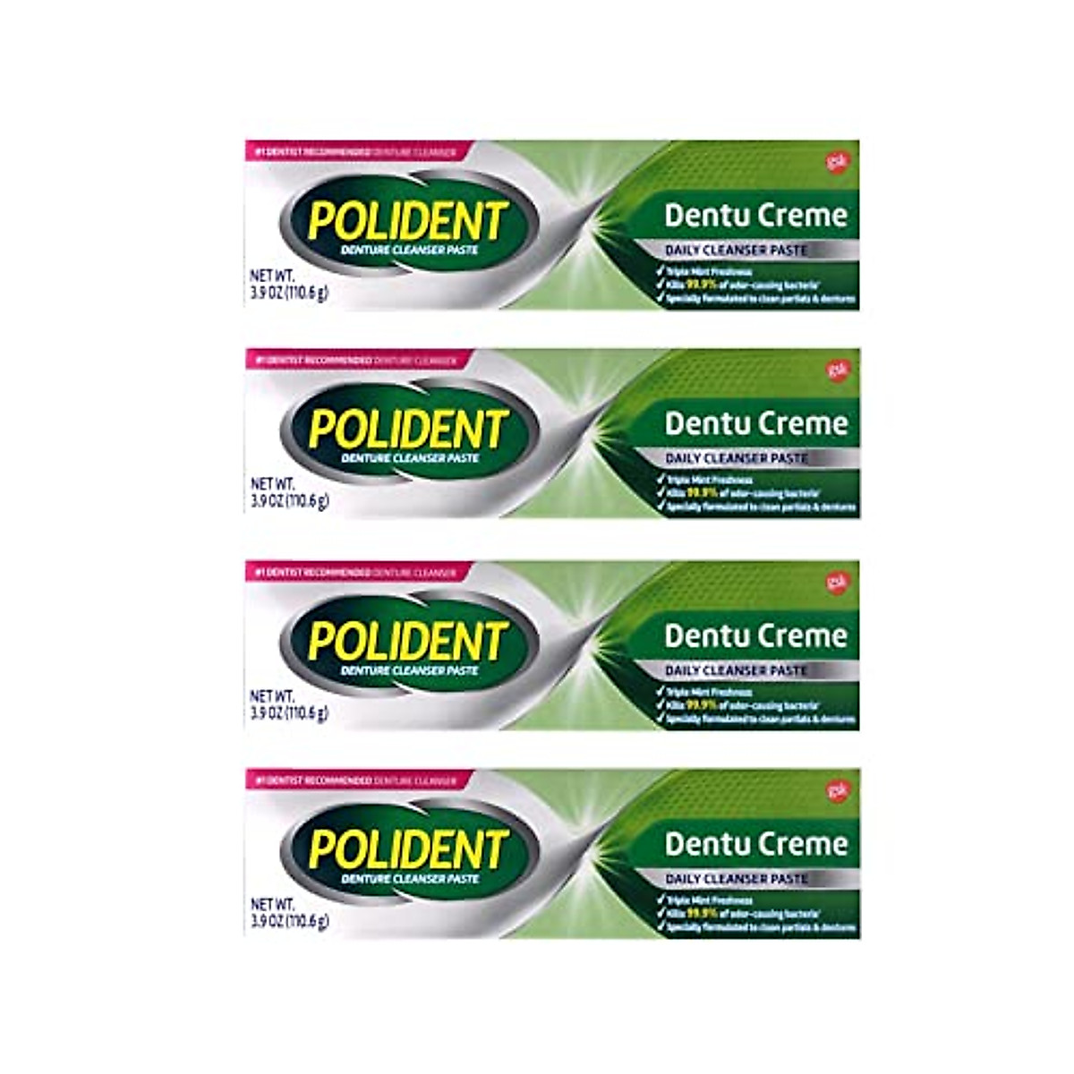 Polident Dentu-Creme Denture Cleaner - 3.9 oz, Pack of 4