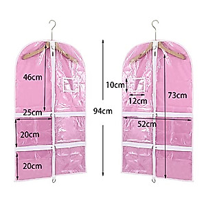 Clear Kids Dance Costume Garment Bag,1 Pack Garment Bags For Hanging Clothes,Garment Bag for Dance Competitions,Garment Bags For Travel Storage,Plastic Dance Costume Recital Storage Bag for Children Girls