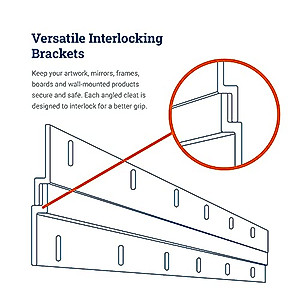Professional 30” Cleats with Hardware - Includes Anchor, Screws and Bumpers - for Mirrors, Pictures, Art, Ledges & Cabinets - Z Bar Aluminum Cleat Hangers - 1 Pack