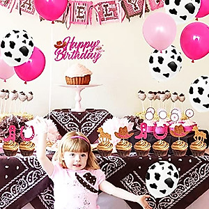 Cow Balloon Garland Arch Kit - 122PCS Cows Balloons Rose Red Pink Silver Star Balloons for Cowgirl Birthday Baby Bridal Shower Western Cow Theme Last Rodeo Bachelorette Party Decorations