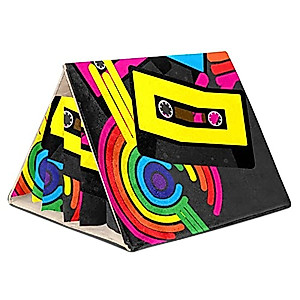 RATGDN Small Pet Hideout Retro Audio Cassette Tapes Rainbow Hamster House Guinea Pig Playhouse for Dwarf Rabbits Hedgehogs Chinchillas