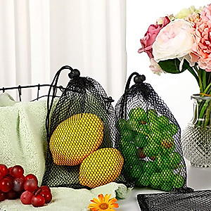 10 Pieces Mesh Bags Drawstring Laundry Bags Large Nylon Mesh Bags Small Gift Bag Dishwasher Bag with Sliding Drawstring for Kitchen Jewelry Toys Gifts Wedding Favour Home (Black, 5.5 x 7.5 Inch)