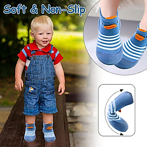 Dexspoeny Baby Shoes-Baby Sock Shoes 12-15 Months 1 Pair Baby Girl Slippers Non Slip Sock Shoes Baby Walking Shoes Soft Rubber Toddler Boy Shoes for Baby Boy Girls Infant Blue