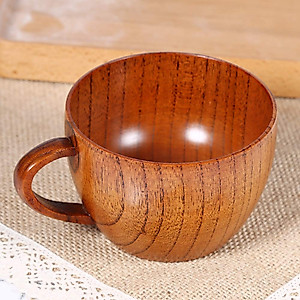 Yinhing Wood Mug,Wooden Cup Primitive Log Color Wood Coffee Tea Beer Juice Milk Mug(#3)