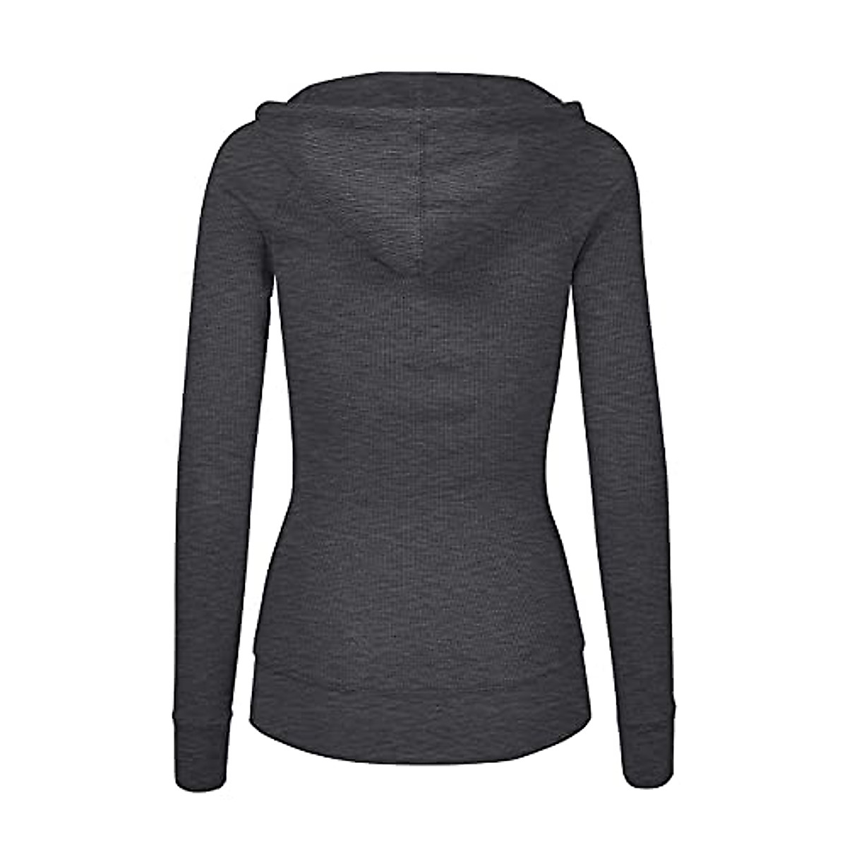 OLLIE ARNES Women's Thermal Long Zip Up Hoodie Jacket Sweatshirt Charcoal L