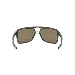 Oakley Men's OO9147 Castel Rectangular Sunglasses, Matte Grey Smoke/Prizm Ruby, 63 mm