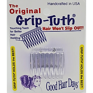 Good Hair Days Grip-Tuth Combs - Set Of 2 Hair Side Combs - Hair Combs For All Types Of Hair - Decorative & Hair Styling Women Accessories (Clear, 1 ½ ″ Wide)