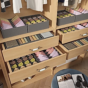 6 Pack Sock Underwear Drawer Organizer, Simple and Practical Foldable Non-Woven Drawer Organizers for Clothing, Suitable for Closet drawer Storage Bra Underwear, Socks, Ties, Belt（Grey）