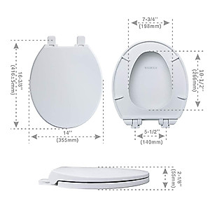 WSSROGY Round Toilet Seat with Lid, Slow Close Seat and Cover, Including Two Sets of Parts, Fit All Standard Round Toilet, Quiet Close, Plastic, White