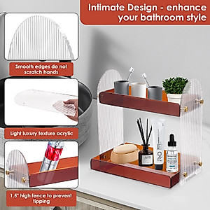 WHALE STORE Bathroom Counter Organizer,2 Tier Bathroom Counter Organizer Kitchen Spice Rack Cosmetic Organizer,Countertop Storage Shelf for Bathroom, Living Room, Bedroom, Dressing Table Amber