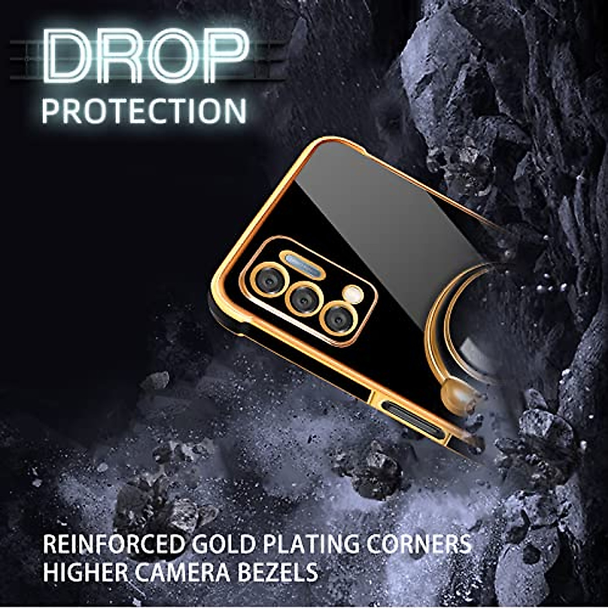 Buleens for OnePlus Nord N200 5G Case with Astronaut Stand, Girls Women Nord N200 5G Cases, Cute Girly 6D Outer Space Heart Pattern Phone Cover for OnePlus Nord N200 5G 6.49 Inch Black