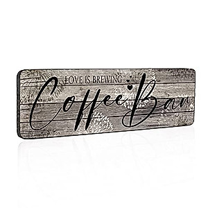 SAC SMARTEN ARTS Rustic Coffee Bar Signs Kitchen Wall Decor Coffee Signs Farmhouse Coffee Bar Decor Wood Coffee Wall Art for Home/Office/Coffee Bar Decorations 16”x5”