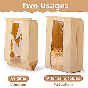 MAQIHAN 24 Bread Bags with Reusable Ties - Homemade Sourdough Bread Storage Bags Brown Paper Bagel Loaf Bakery Bags with Window Toast Bags with Resealable Ties Disposable Baked Goods Sale Packaging