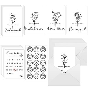 Jutom 28 Pcs Funny Bridesmaid Proposal Card Set, Include 8 Will You Be My Bridesmaid, 2 Will You Be My Maid of Honor, 2 Matron of Honor, 2 Flower Girl and 14 Envelopes for Wedding Bridal Shower