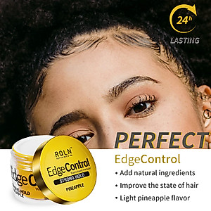 RQLN Edge Control For Black Hair, Water Based Pomade, Hair Gel For Women Strong Hold, 100ml (3.38 US fl.oz) Pineapple Edge Stay Gel