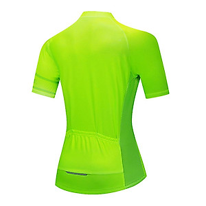 BIYINGEE Women's Cycling Jersey Short Sleeve Sweat Wicking Fluorescence Green Size S