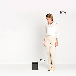 Brabantia Bathroom Pedal Bin 3 L, 0.8 Gal, Matt Steel