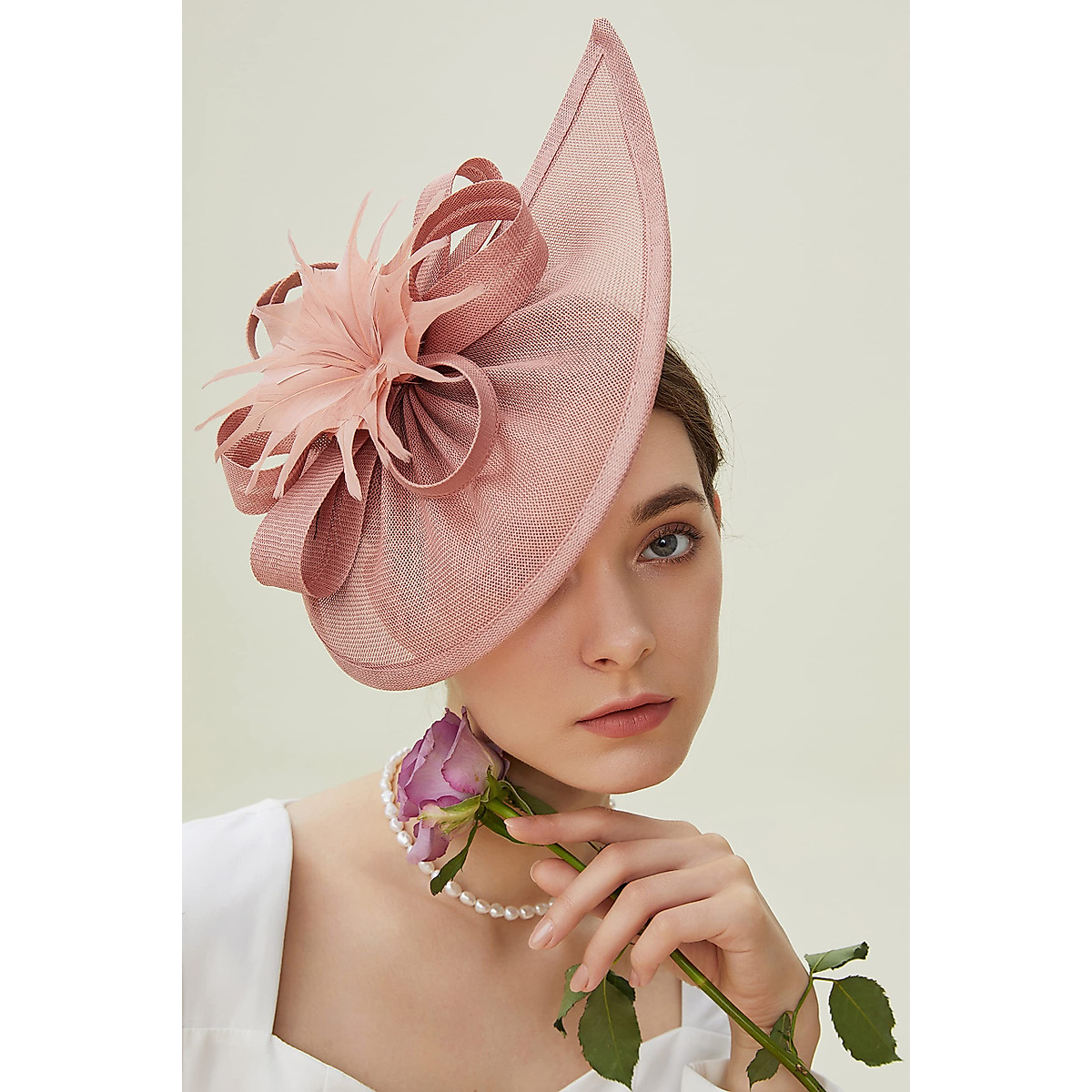 BABEYOND Tea Party Fascinator Hat for Women Kentucky Headwear Derby Pillbox Church Hat for Cocktail Wedding