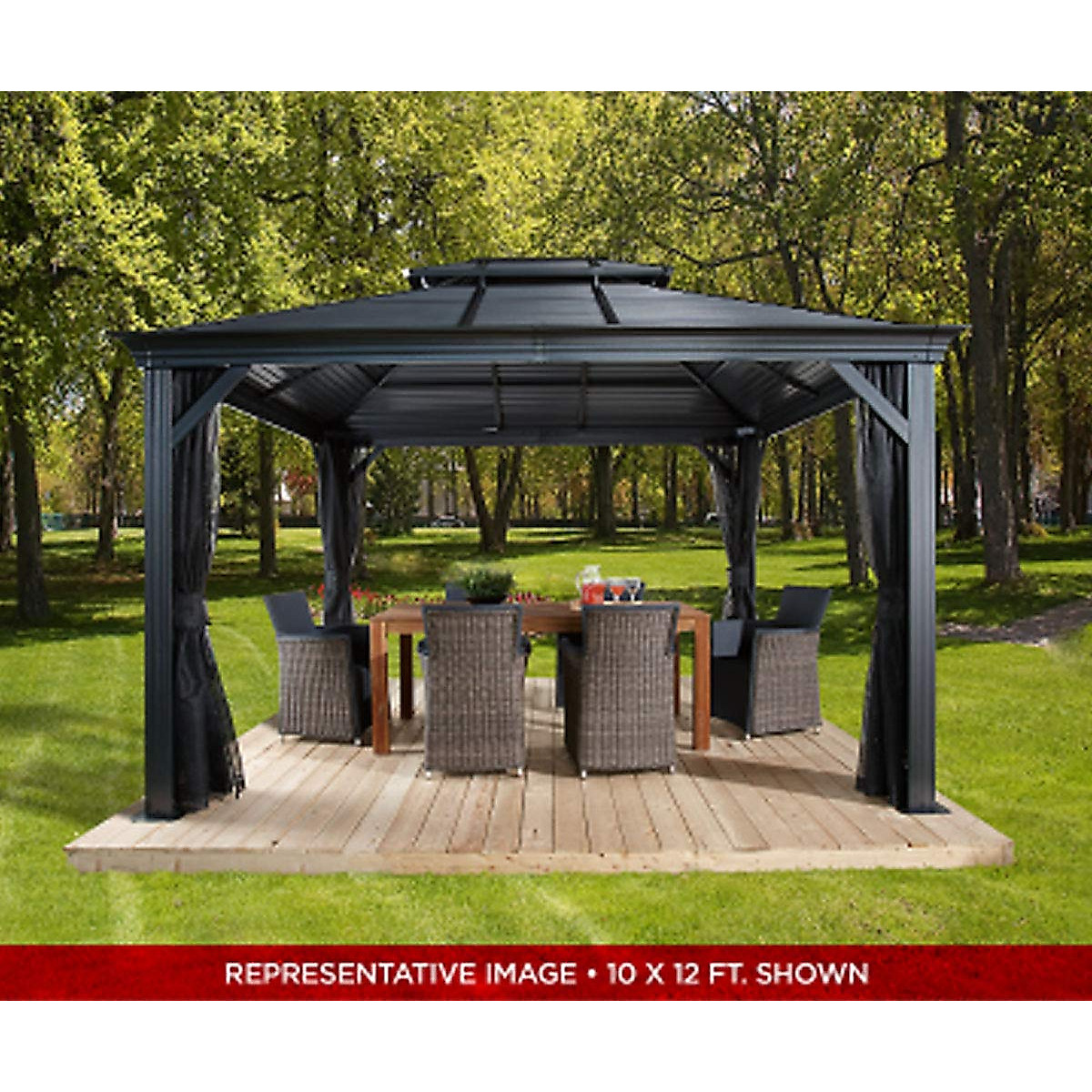 Sojag Outdoor 12' x 14' Mykonos Double Roof Hardtop Gazebo Outdoor Sun Shelter