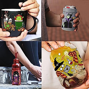 UV DTF Cup Wrap, Transfer Stickers for Glass Cups，UV DTF Cup Wrap Transfer Cup Stickers Decals Waterproof Rub on Transfers for Crafts Vintage（Halloween Series-12Sheets）