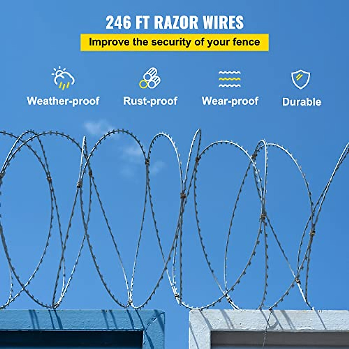 LOVSHARE 250FT Razor Wire, Sliver