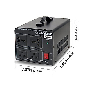Cantonape Voltage Transformer Converter 2000 Watt Step Up/Down Convert from 110-120 Volt to 220-240 Volt and from 220-240 Volt to 110-120 Volt with 2 US Outlets, 2 Universal Outlets