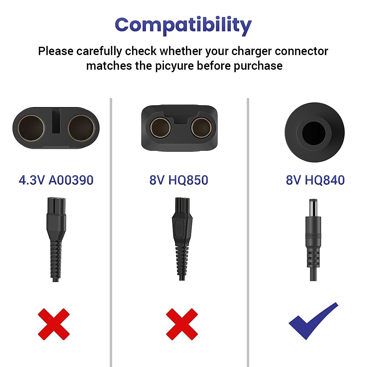 Replacement XXSZHY Charger for Philips Norelco HQ840 Multigroom Series 3000 MG3750 MG3750/10 MG3750/50 MG3750/60 MG3760 MG3760/50 Power Supply Charging Cord 8V 100mA
