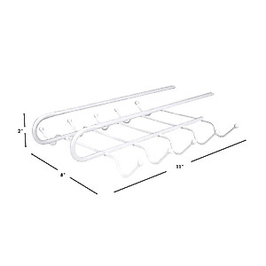 Home Basics 10 Hook Under Shelf Mugs Cup Storage Drying Holder Rack, and closet or Cabinet Hanging Organizer Rack for Ties and Belts, White